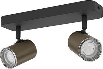 Eglo Deckenlampe Consuma 1, Spotbalken 2-flammig, Spot Deckenleuchte Badezimmer, Badlampe Decke aus Metall in Schwarz und Bronze, Deckenstrahler mit GU10 F