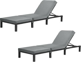 SVITA Set de 2 chaises longues de jardin SVITA PEACH avec coussin pliable en poly rotin noir
