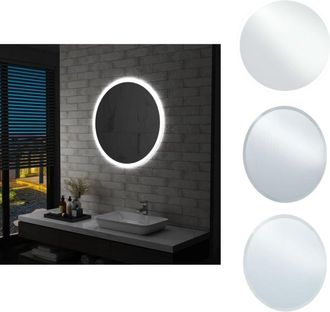 vidaXL Badezimmerspiegel mit LED 80 cm - LED-Spiegel - Badezimmer Spiegel - Rund - Silberner Spiegel - Spiegelschrank