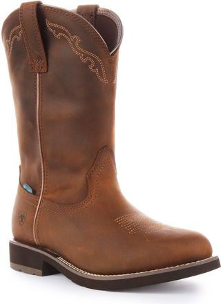 Ariat Damen Delilah Western Stiefel mit runder Zehenpartie, wasserdicht Westernstiefel, Braun, Used-Optik, 42.5 EU