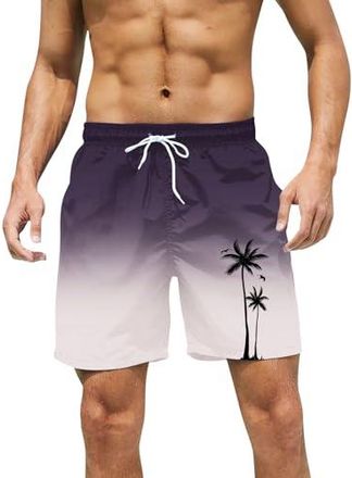 Generic Short de bain pour homme avec poches - S&eacute;chage rapide - Taille haute - R&eacute;glable, rose, 3XL