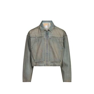 Purple Veste en denim de coton d&eacute;lav&eacute;e