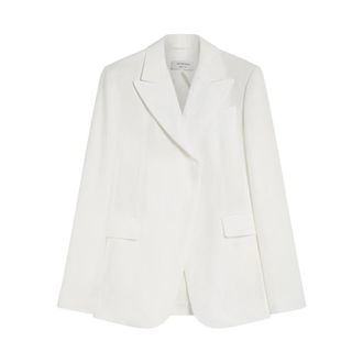 Sportmax Wei&szlig;er Viskose und Leinen Blazer - - Jackets - Damen - Wei&szlig; - M