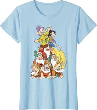 Disney Schneewittchen mit sieben Zwergen im Stapel T-Shirt