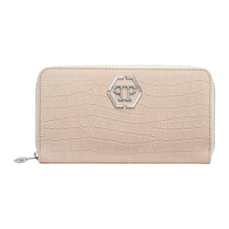 Philipp Plein Femme, Accessoires, Beige, Taille: ONE Size Nubuck Rounded Zip Wallet