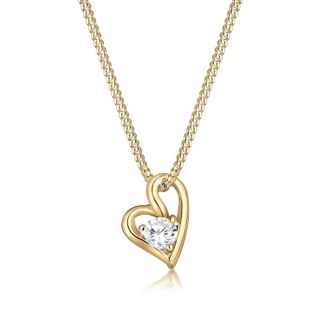 Elli Halskette - Halskette Herz Liebe Zirkonia 585 Bezaubernd Gelbg - Gr. unisize - in Gold - f&uuml;r Damen