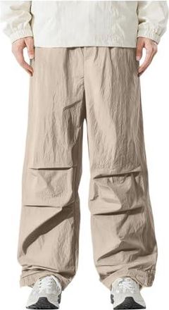 Generic Pantalon droit pour homme avec cordon de serrage &agrave; la taille &eacute;lastique pour les sorties d&eacute;contract&eacute;es, pantalon l&eacute;ger et confortable, kaki, 3XL