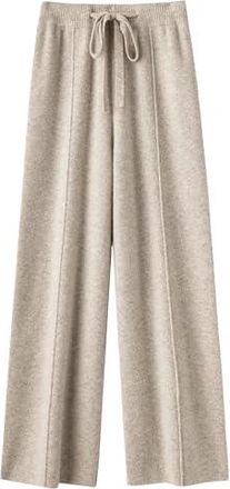 Generic Pantalon de sol en laine cachemire et cachemire taille haute pour femme, beige, XXL Grande longueur