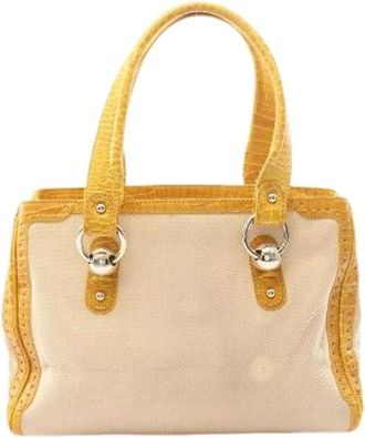 Celine Pre-owned Sac Cabas en Cuir et Toile - Femme - Pre-owned - Beige - Taille: ONE Size