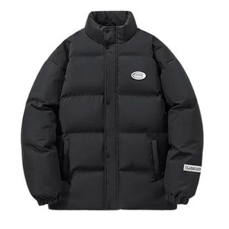 Generico Doudoune Veste chaude pour homme en polaire matelass&eacute;e avec fermeture &eacute;clair compl&egrave;te sans capuche, couleur unie, veste matelass&eacute;e, coupe-vent avec co