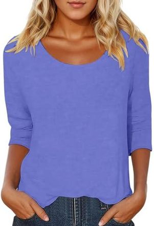 Generic T-shirt pour filles T-shirt pour femmes avec col rond manches trois-quarts pour un confort d&eacute;contract&eacute; T-shirts pour femmes T-shirts personnalis&eacute;s sim