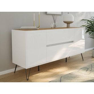 Magnolia Home Sideboard Yako 155cm 2 SoftClose 2 T&uuml;ren Wei&szlig;/Eiche Top