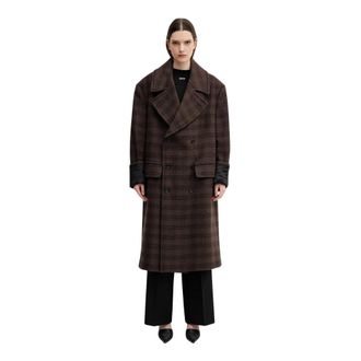 Maison Margiela Double-Breasted Coats - - Coats - Damen - Braun - M