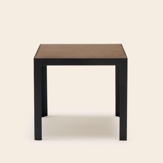 Madura Table DAppoint Orelia Terre brune et m&eacute;tal noir - MARRON