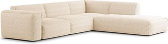Studio Copenhagen home24 Ecksofa 3-Sitzer mit Recamiere Beige Teddy-Boucl&eacute; Stoff Bony 295 x 71 x 231cm Ottomane davorstehend rechts Modern
