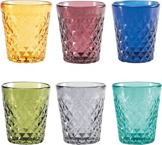 Zafferano New Balloton Tumbler, Mundgeblasene Trinkgl&auml;ser aus durchgef&auml;rbtem Glas, venezianische Glaskunst, Sp&uuml;lmaschinengeeignet, 6er-Set, Farblich sortiert