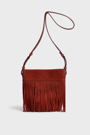 Gerard Darel Sac seau en cuir velours &agrave; franges - CLEO - Santal