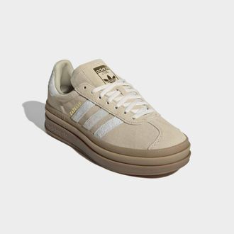 adidas Sneaker ADIDAS ORIGINALS GAZELLE BOLD, Damen, Gr. 38,5, stone khaki, cream wei&szlig;, gold metallic, Leder, Schuhe Sneaker, Topseller