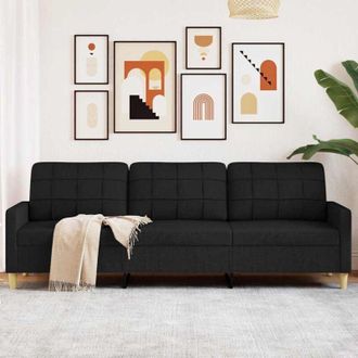 vidaXL Vidaxl - Canap&eacute; &agrave; 3 places Noir 210 cm Tissu