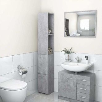 vidaXL Armoire de bain gris b&eacute;ton 25x26,5x170 cm bois ding&eacute;nierie