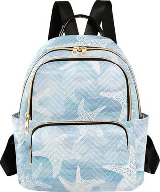 Mnsruu Mini sac à dos pour femme, coquillages nautiques, bleu océan, côtier, petit sac à dos tendance pour femme, sac à dos décontracté, Multi126, S