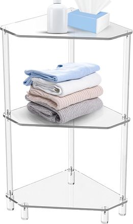 Generic Ecktisch aus Acryl - Ecktisch aus Acryl, Ecktisch aus Acryl, 3-stufiger Dreieck-Ecktisch, Badezimmerwaschbeckentablett, transparent