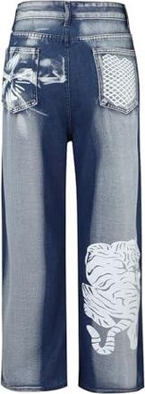 Generic Jean surdimensionn&eacute; pour femme - Jean cargo baggy avec plusieurs poches Y2k Streetwear - Pantalon d&eacute;contract&eacute; - Taille mi-haute - Grande taille - Salo