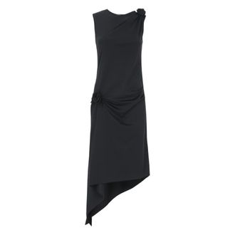 Coperni Femme, Robes, Noir, Taille: 36 FR Robe Longue Asym&eacute;trique &agrave; D&eacute;tails de Rose