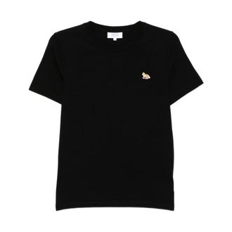 Maison Kitsun&eacute; T-Shirt mit Rundhalsausschnitt- kurzen &Auml;rmeln und geradem Saum - - Tops - Damen - Schwarzk - XS