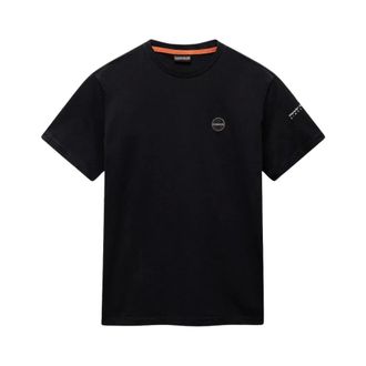 Napapijri Homme, Tops, Noir, Taille: S Chemises à Manches Courtes avec Badge