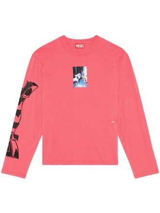 Diesel t-shirt T-Crane-L2 &agrave; manches longues - Rose