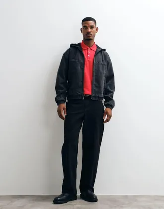 Hollister veste skater oversize &agrave; capuche en noir d&eacute;lav&eacute;
