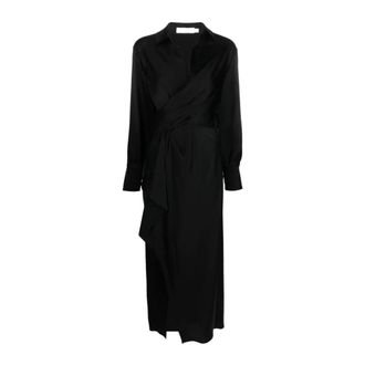 SIMKHAI Femme, Robes, Noir, Taille: 40 FR Robe Midi Drapée Noire