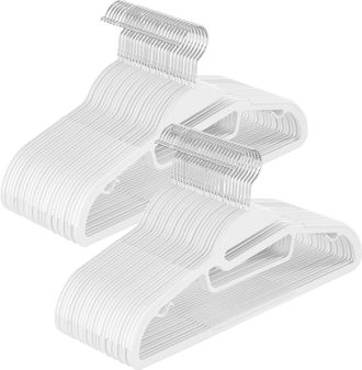 Songmics CRP041W05 Kleiderbügel aus Kunststoff, U-förmig, platzsparend, 0,5 cm dick, 41,5 cm breit, 360° drehbarer Haken, Weiß, 50 Stück