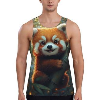 Generic D&eacute;bardeur respirant &agrave; s&eacute;chage rapide sans manches pour homme pour entra&icirc;nement &agrave; la plage S &agrave; 4XL, Panda rouge mignon 13, 3XL