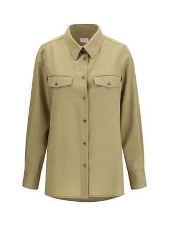 Cruna Womens Overshirt Claire Virgin Wool Green Fleece (ovis Aries) Shirt