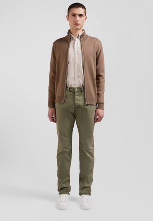 Eden Park Cardigan Zipp&eacute; En Laine Et Coton Uni Camel