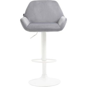 Clp Tabouret avec pied en acier blanc et rev&ecirc;tement en velours diff&eacute;rentes couleurs colore : Gris