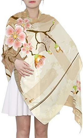 Montoj &Eacute;charpe de mari&eacute;e Motif p&ecirc;cheur japonais et village sous Mont Fuji chaud et confortable pour femme