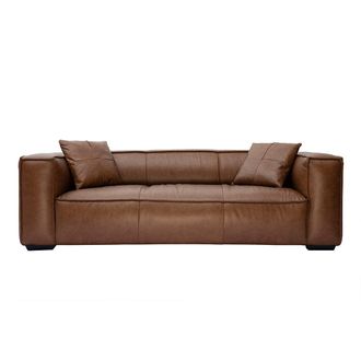 Miliboo Schlafsofa, 3-Sitzer, Leder, Cobain