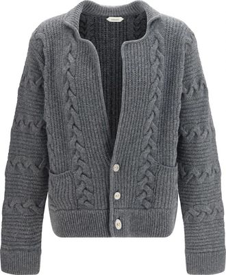 Versace Strickjacke mit Kn&ouml;pfen - - Knitwear - Herren - Grau - M