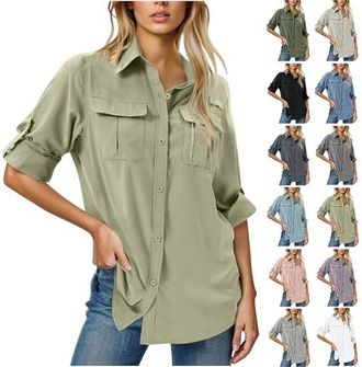 Generic Chemisier pour femme - V&ecirc;tement safari - Chemisier de randonn&eacute;e - Pour lext&eacute;rieur - S&eacute;chage rapide - Protection solaire - Manches longues - A&eacute;r&eacute;e - Re