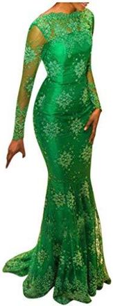 Generic Robe Soiree Femme Chic Mariage,Longue Robe Sexy en Dentelle &agrave; Manches Longues pour Femmes Robe Rouge Robe Longue Femme Chic et Elegant