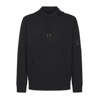 C.P. Company C.p. Company, Homme, Sweatshirts et sweats &agrave; capuche, Noir, Taille: M Sweat &agrave; Capuche en Molleton Noir Diagonal