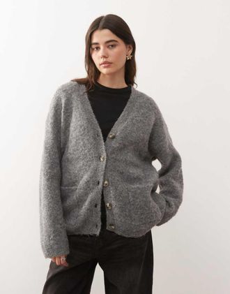 Noisy May Gilet oversize en maille - Gris
