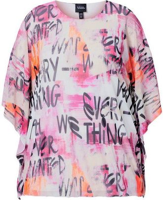 Ulla Popken Longbluse Mesh-Bluse doppellagig Oversized Rundhals Halbarm