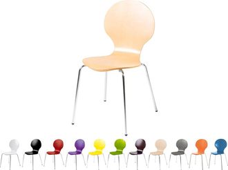 Möbelando Stapelstuhl Bistrostuhl Stuhl Esszimmerstuhl Küchenstuhl Design Metall Holz stapelbar sehr belastbar Marcus (Ahorn)