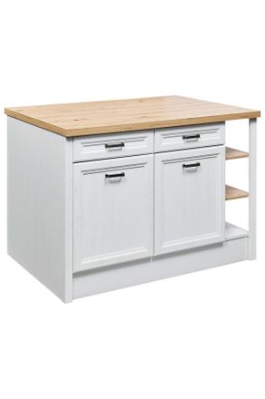 MID.YOU Mid.you K&uuml;cheninsel, Pinien, Eiche Artisan, Metall, 2 Schubladen, nur wie online abgebildet bestellbar, 130x91.5x90 cm, Made in EU, K&uuml;chen, K&uuml;chenm&ouml;be