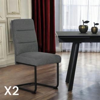 Pier Import Pier Import - Chaise à dossier haut en tissu gris (lot de 2) lombardie