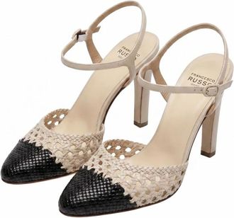 Francesco Russo Femme, Chaussures, Noir, Taille: 38 1/2 EU Escarpin Mary Jane Crochet&eacute;